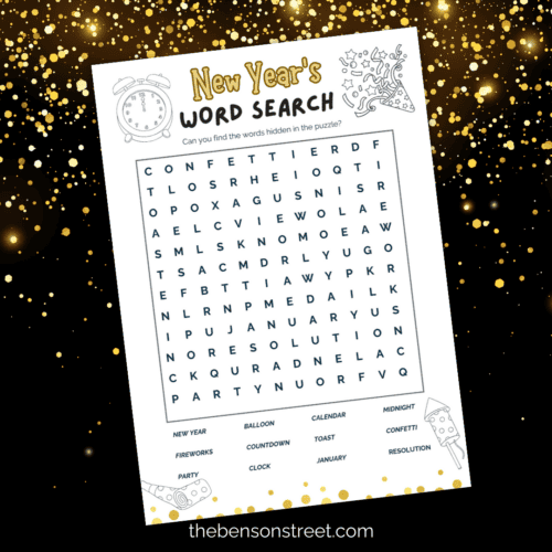 Happy New Year's Word Search Free Printable - The Benson Street