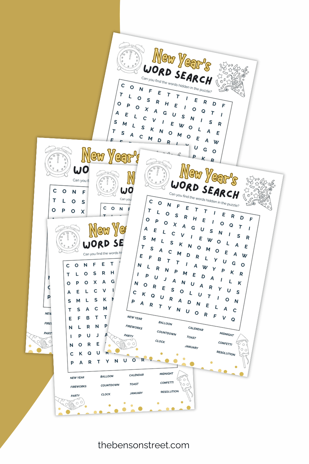 Happy New Year's Word Search Free Printable - The Benson Street