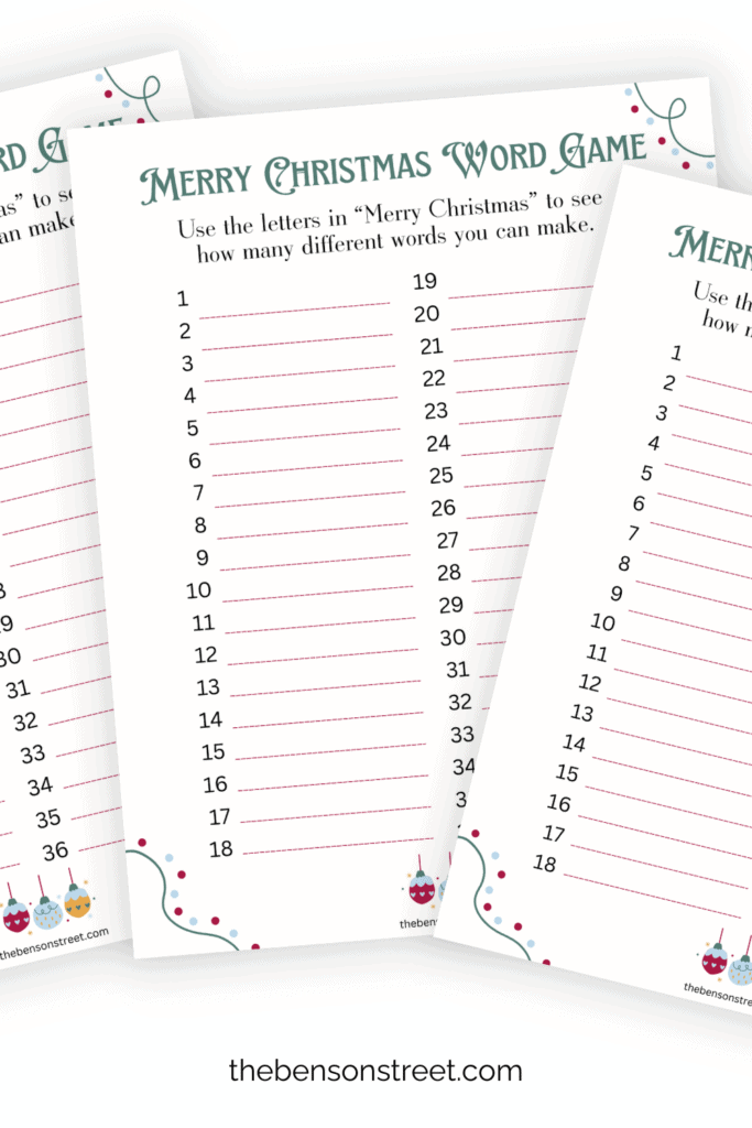 How Many Words Can You Make from Merry Christmas Printable - The Benson ...
