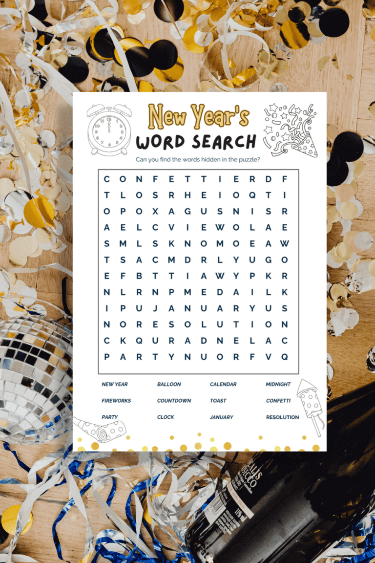 Happy New Year's Word Search Free Printable - The Benson Street