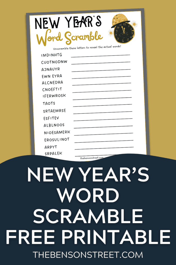 Free Printable New Year's Word Scramble Game - The Benson Street