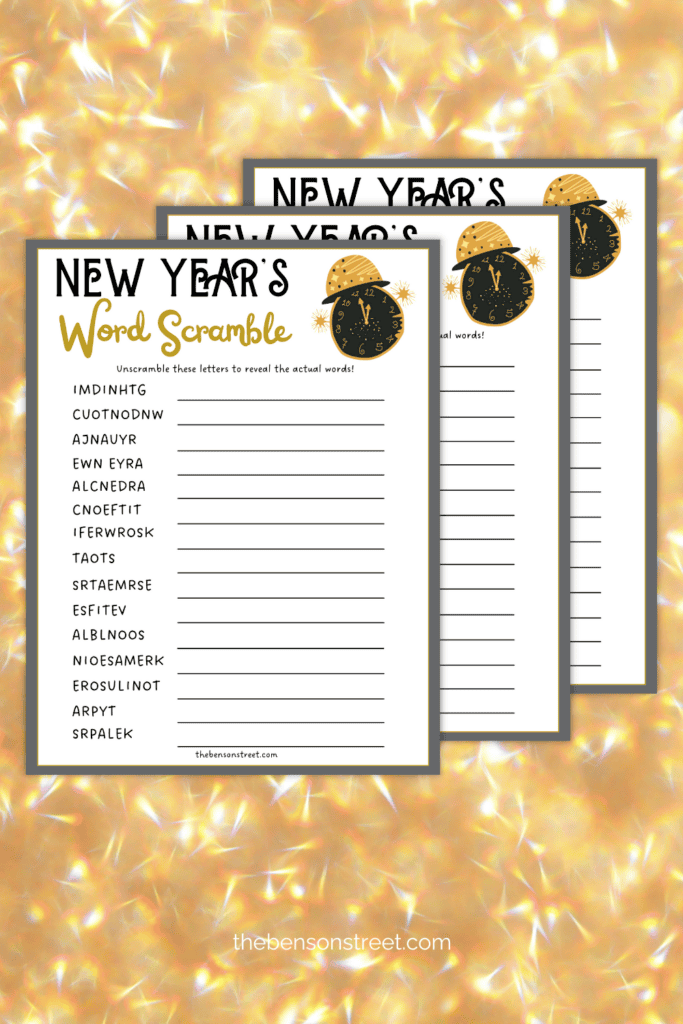 Free Printable New Year's Word Scramble Game - The Benson Street