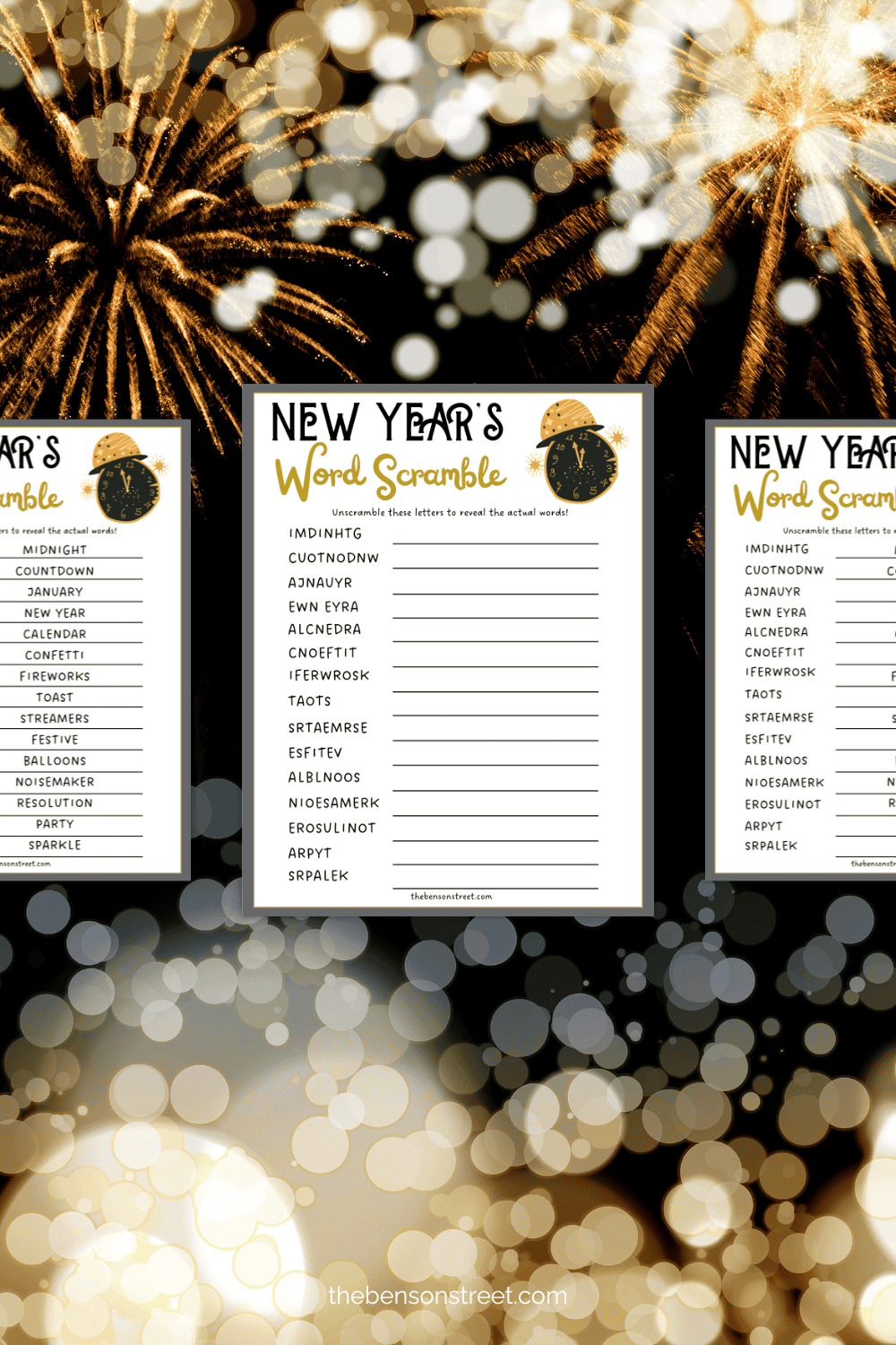 Free Printable New Year's Word Scramble Game - The Benson Street