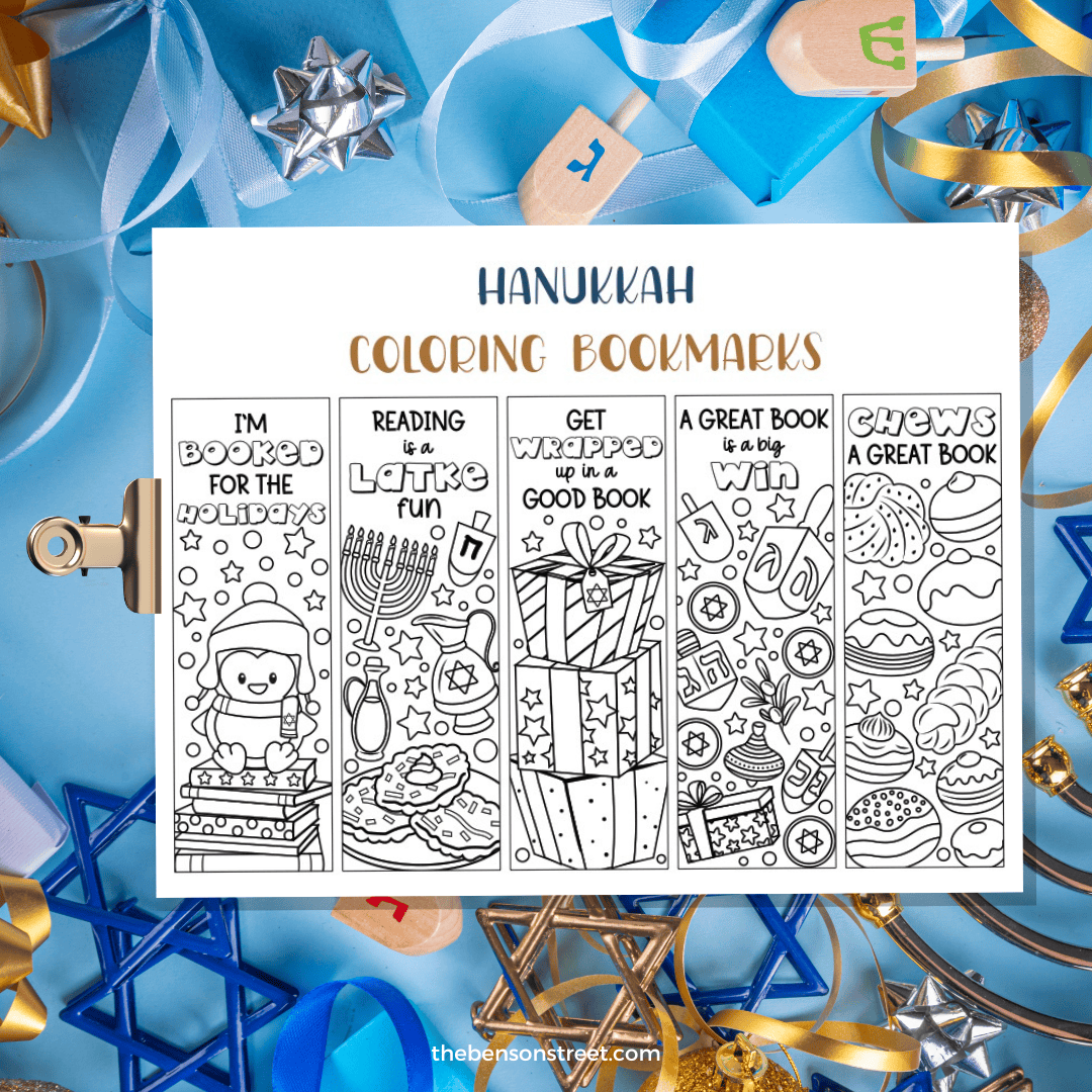Free Printable Hanukkah Bookmarks to Color - The Benson Street
