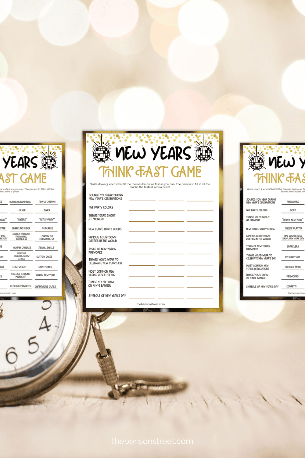 Free Printable New Year's Think Fast Game - The Benson Street