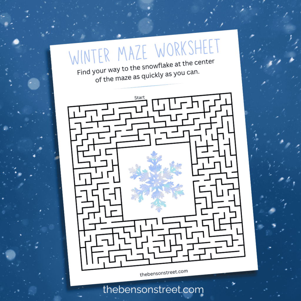 Free Printable Winter Maze Worksheet for Kids - The Benson Street