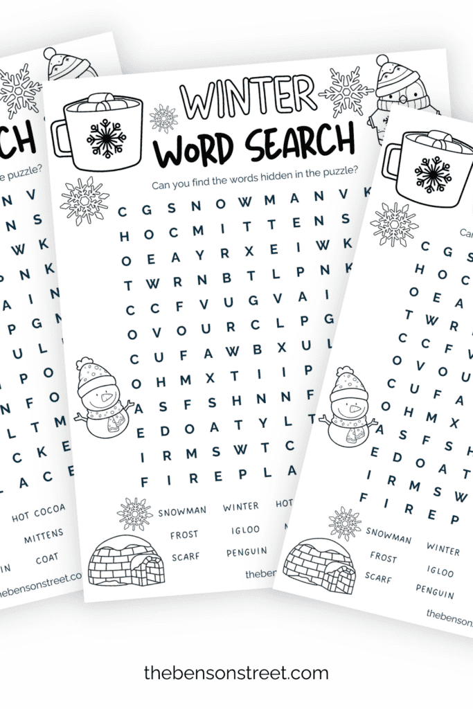 Free Winter Word Search Printable Game - The Benson Street