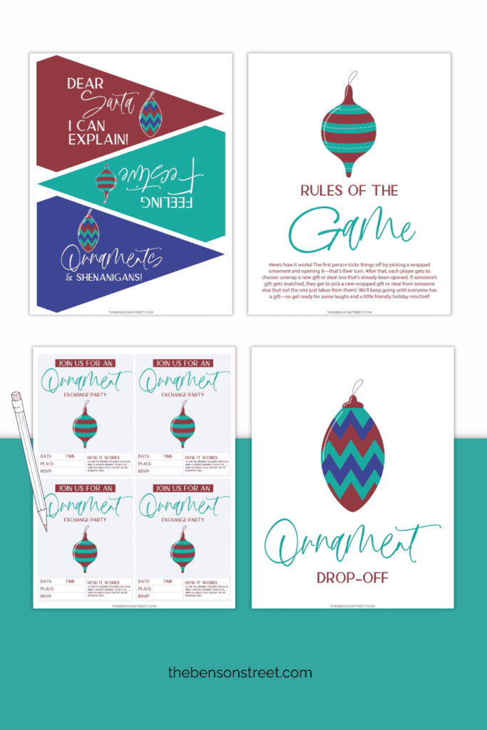 Free Printable Christmas Ornament Exchange Party Bundle - The Benson Street