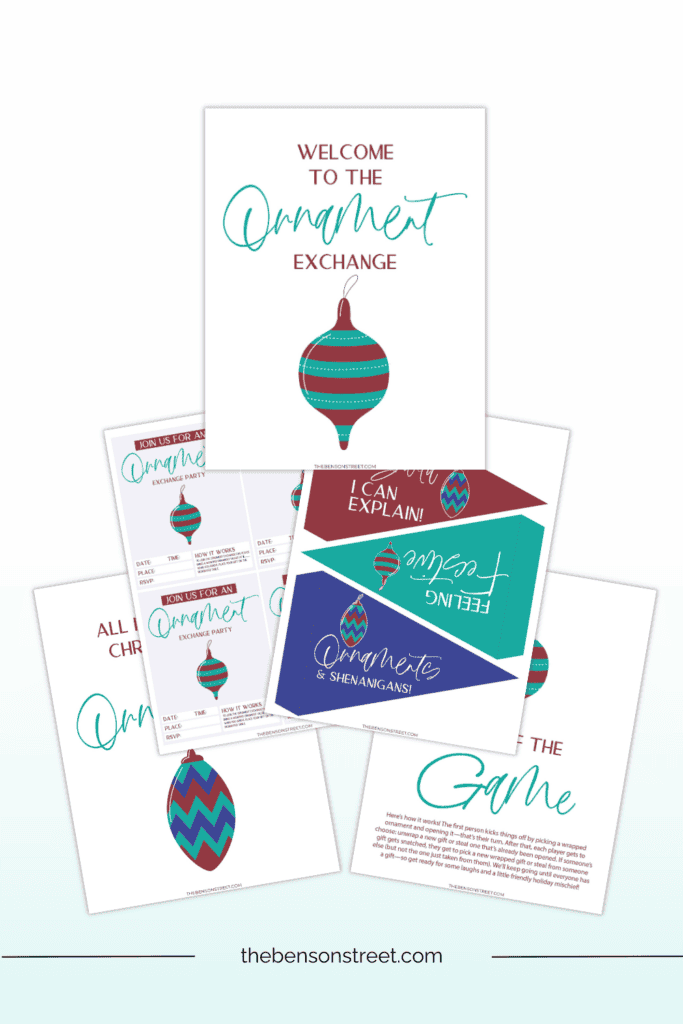 Free Printable Christmas Ornament Exchange Party Bundle - The Benson Street