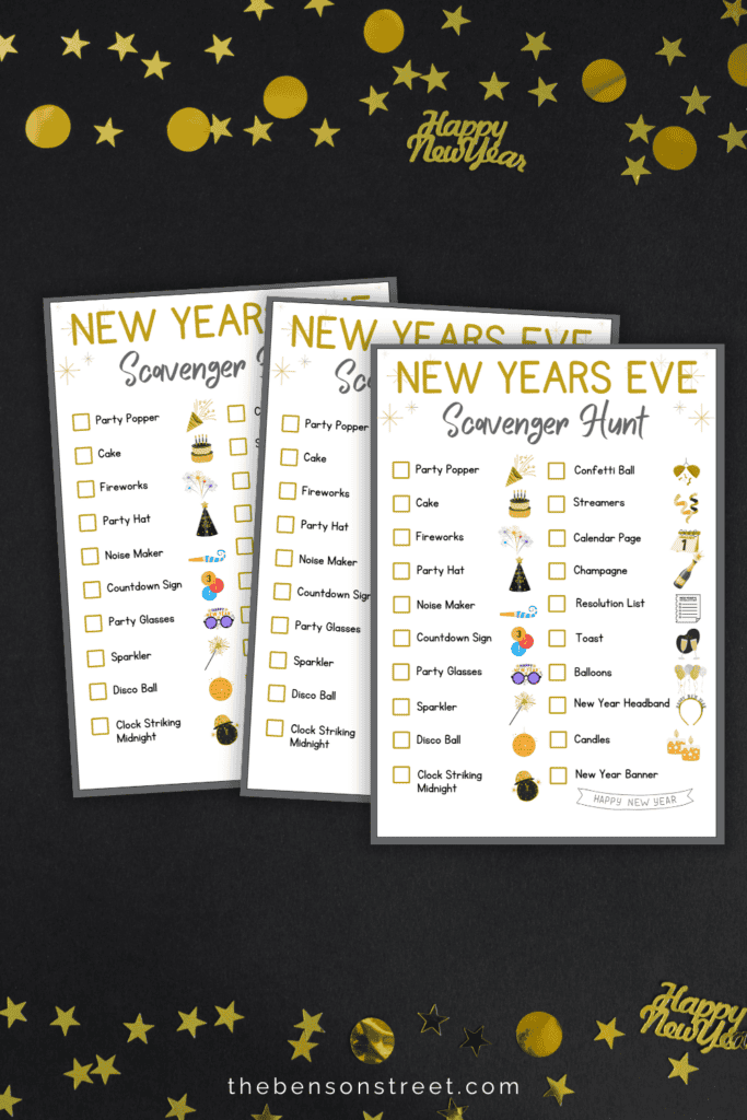 Free Printable New Year's Eve Scavenger Hunt for Kids - The Benson Street