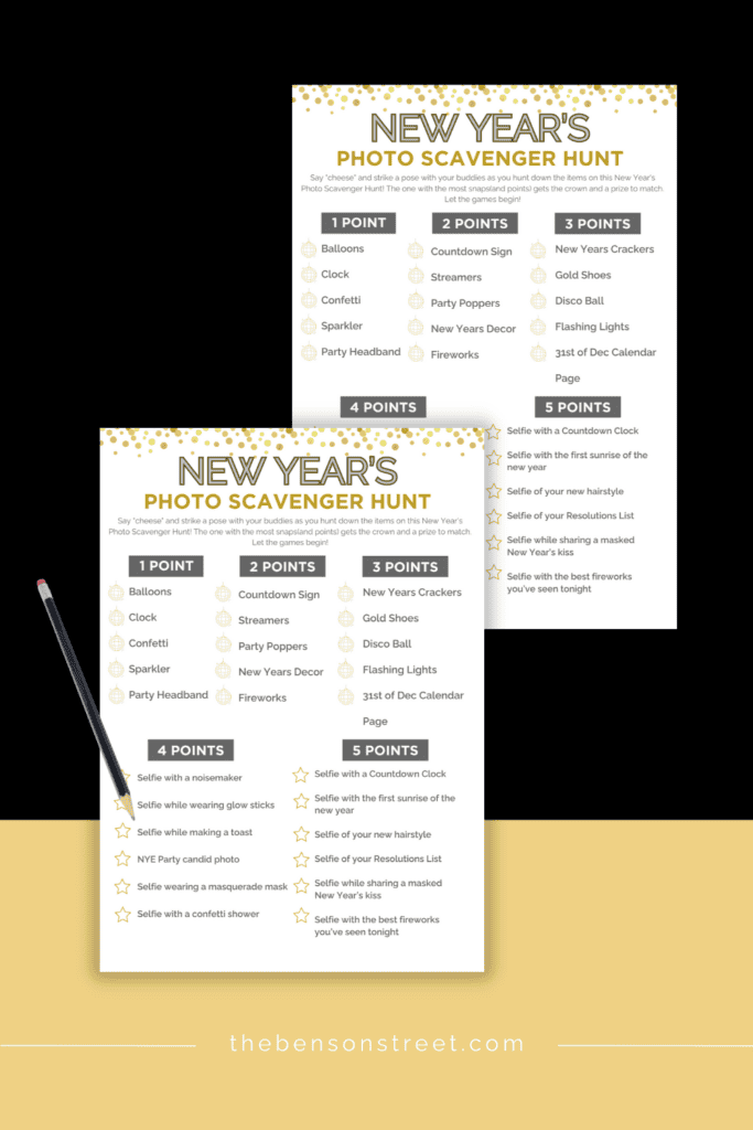 Free Printable New Year’s Photo Scavenger Hunt - The Benson Street