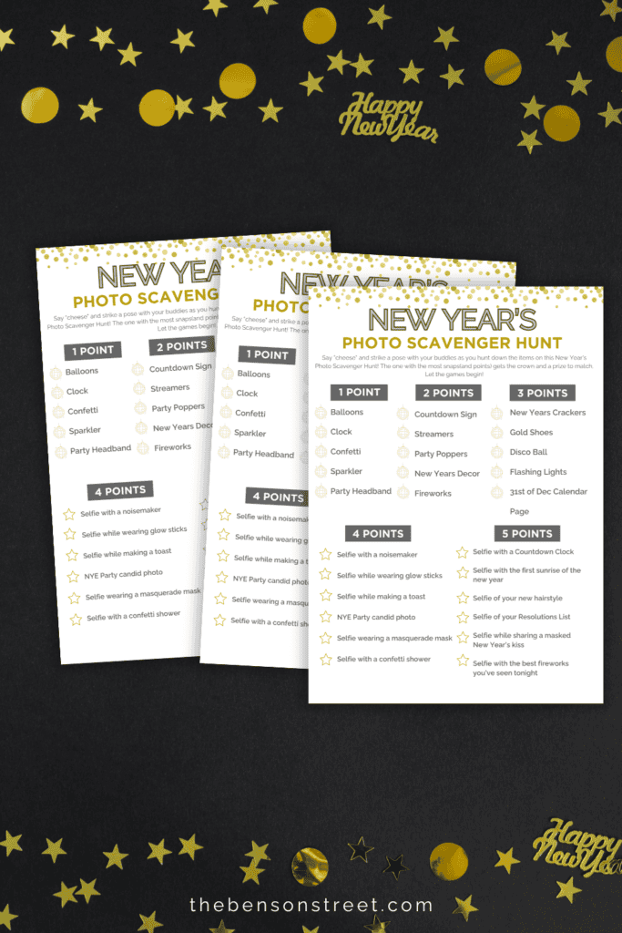 Free Printable New Year’s Photo Scavenger Hunt - The Benson Street