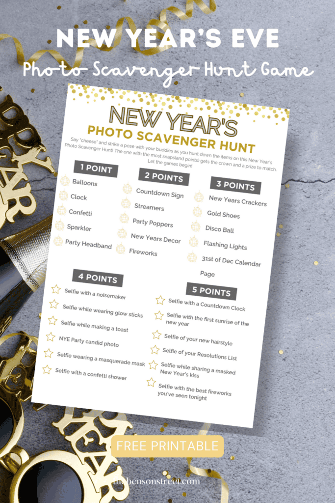 Free Printable New Year’s Photo Scavenger Hunt - The Benson Street