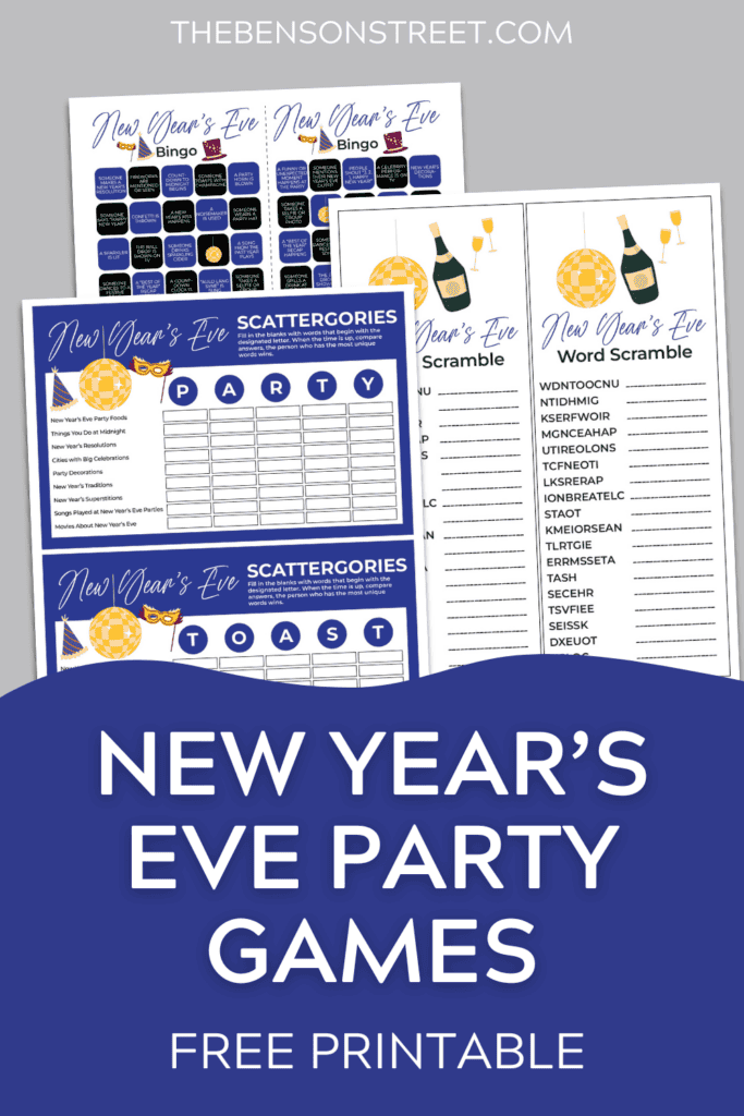 FREE New Year's Eve Games Printable for Adults and Kids - The Benson Street