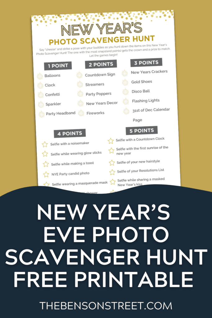 Free Printable New Year’s Photo Scavenger Hunt - The Benson Street