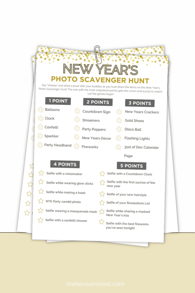 Free Printable New Year’s Photo Scavenger Hunt - The Benson Street