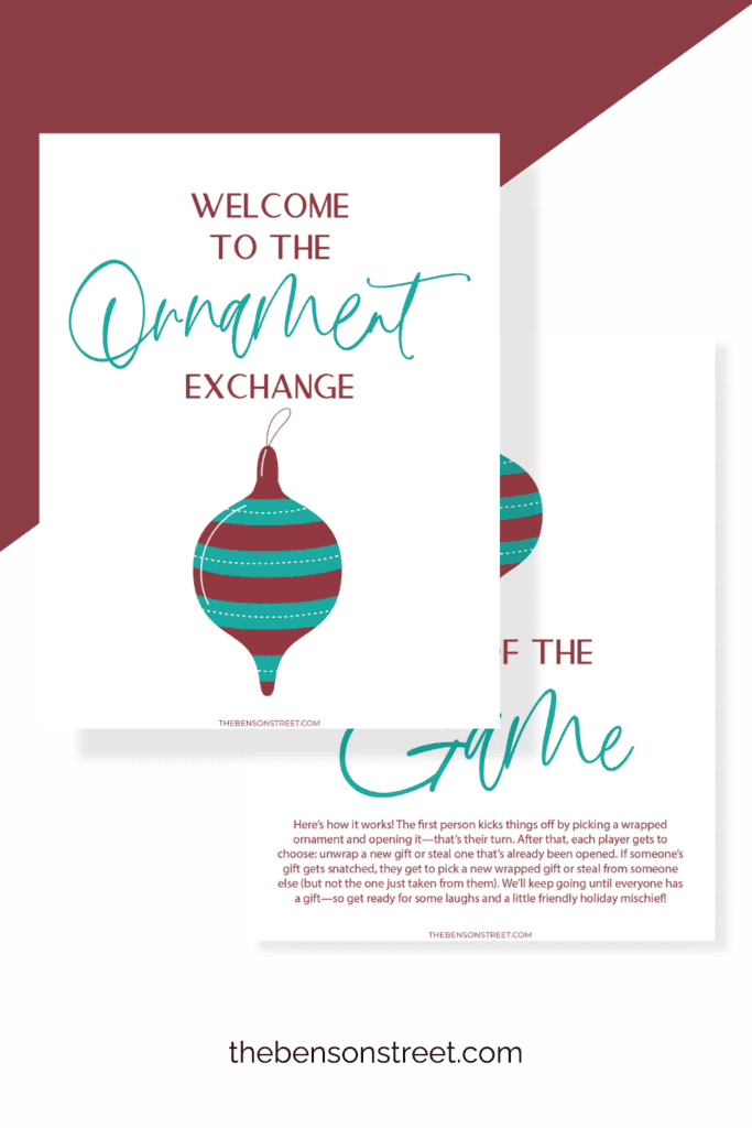 Free Printable Christmas Ornament Exchange Party Bundle - The Benson Street