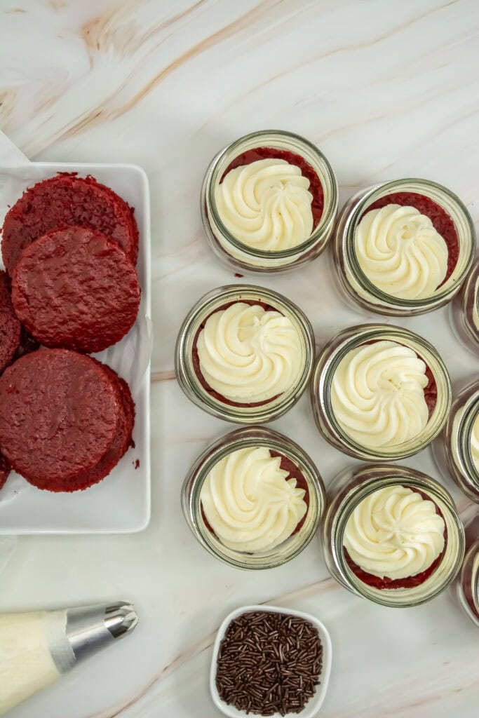 Red Velvet Jar Cakes with Cream Cheese Frosting Recipe