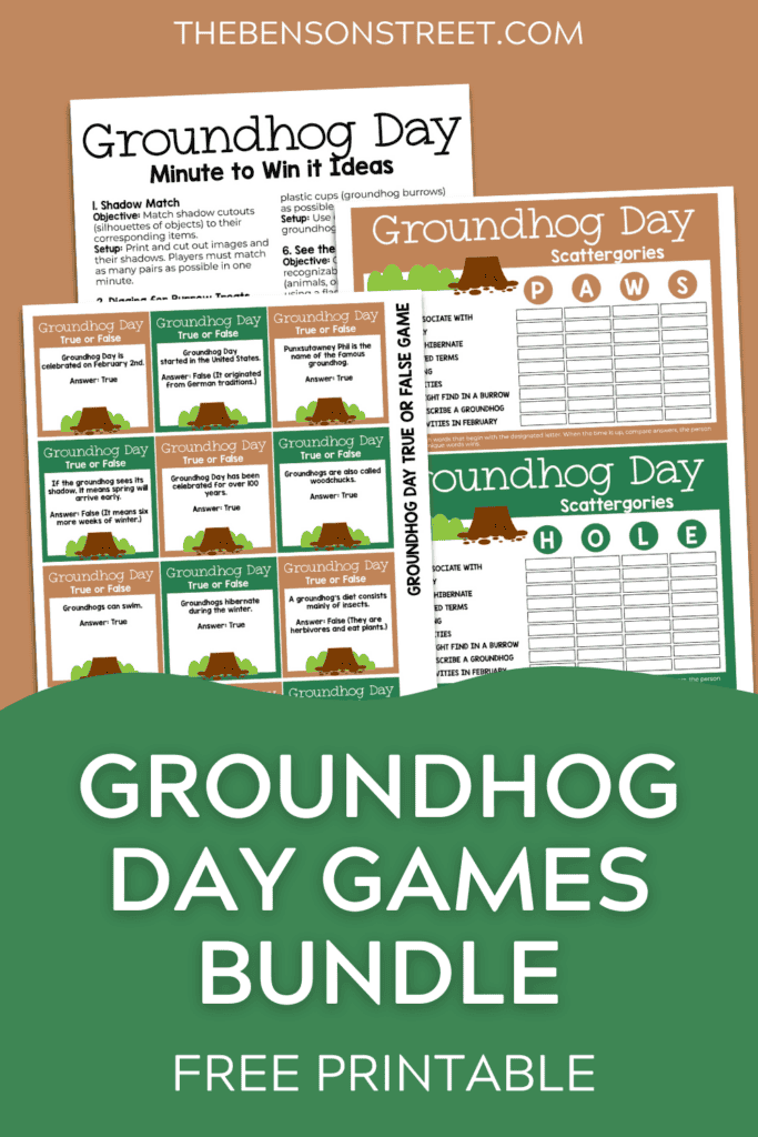 Free Printable Groundhog Day Games Bundle - The Benson Street