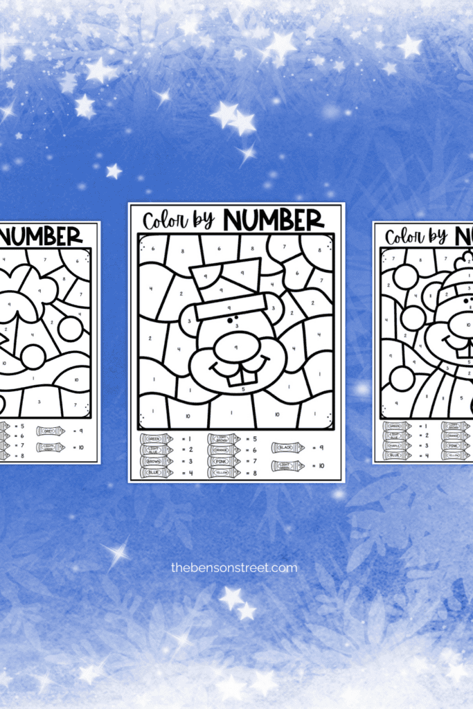 Free Printable Groundhog Day Color by Number Sheets - The Benson Street