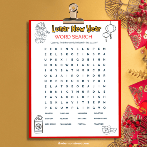 Free Printable Lunar New Year Word Search - The Benson Street