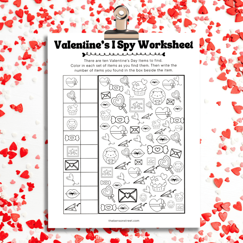 FREE Valentine's I Spy Printable Activity for Kids - The Benson Street