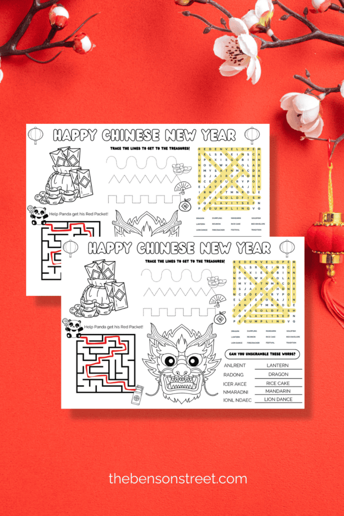 Free Printable Chinese New Year Activity Placemats - The Benson Street