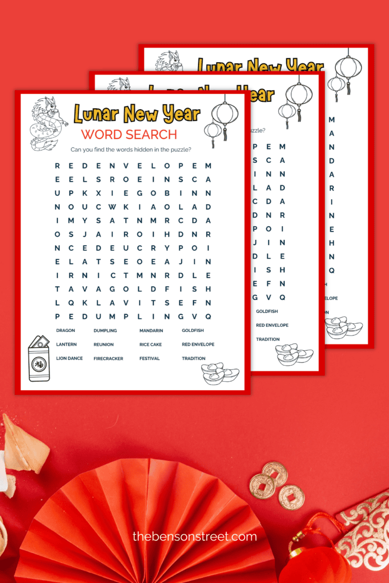 Free Printable Lunar New Year Word Search - The Benson Street