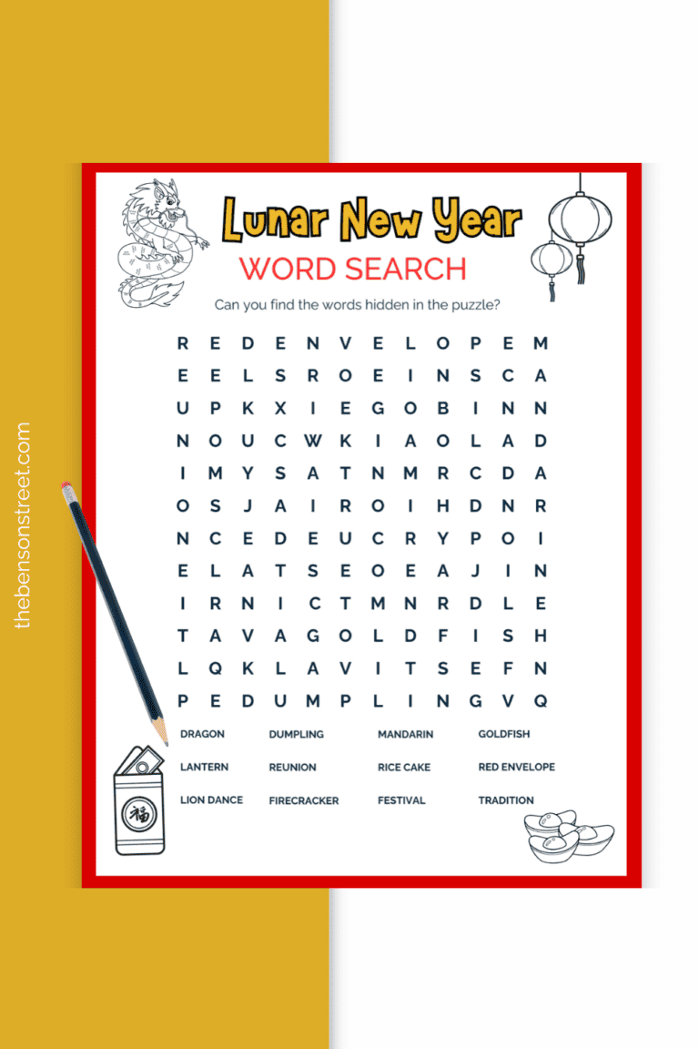 Free Printable Lunar New Year Word Search - The Benson Street