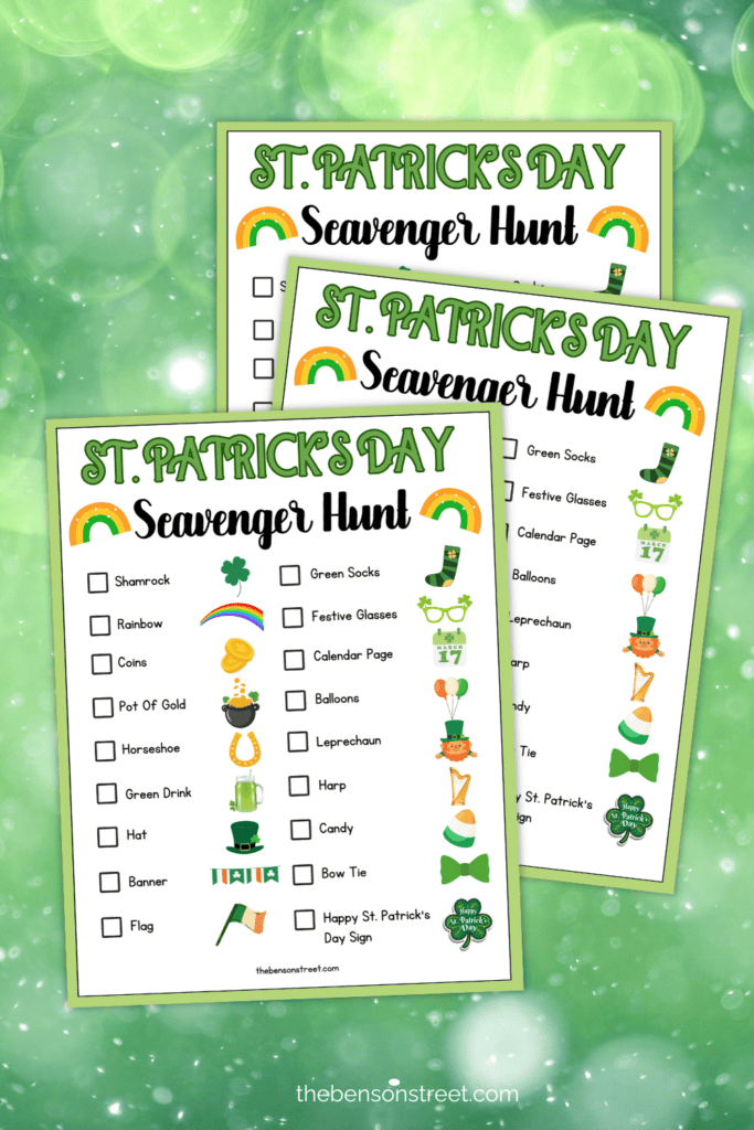 Free Printable Kids St. Patrick's Day Scavenger Hunt Page