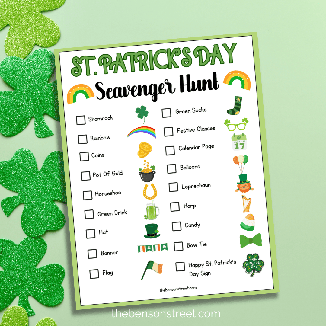 Free Printable Kids St. Patrick's Day Scavenger Hunt Page
