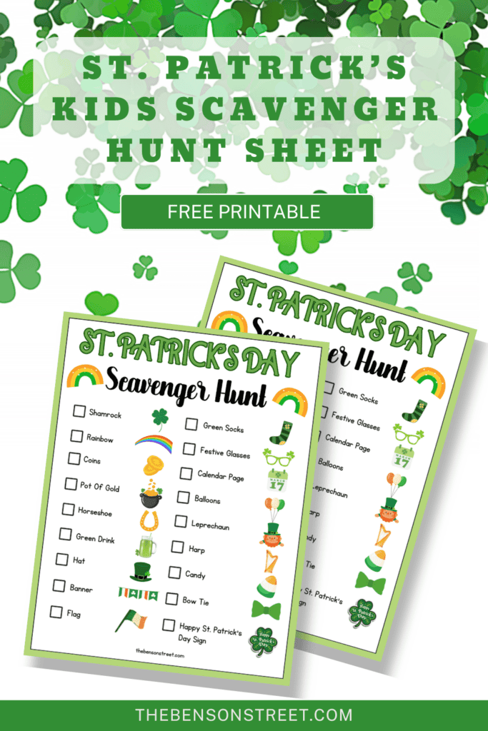 Free Printable Kids St. Patrick's Day Scavenger Hunt Page