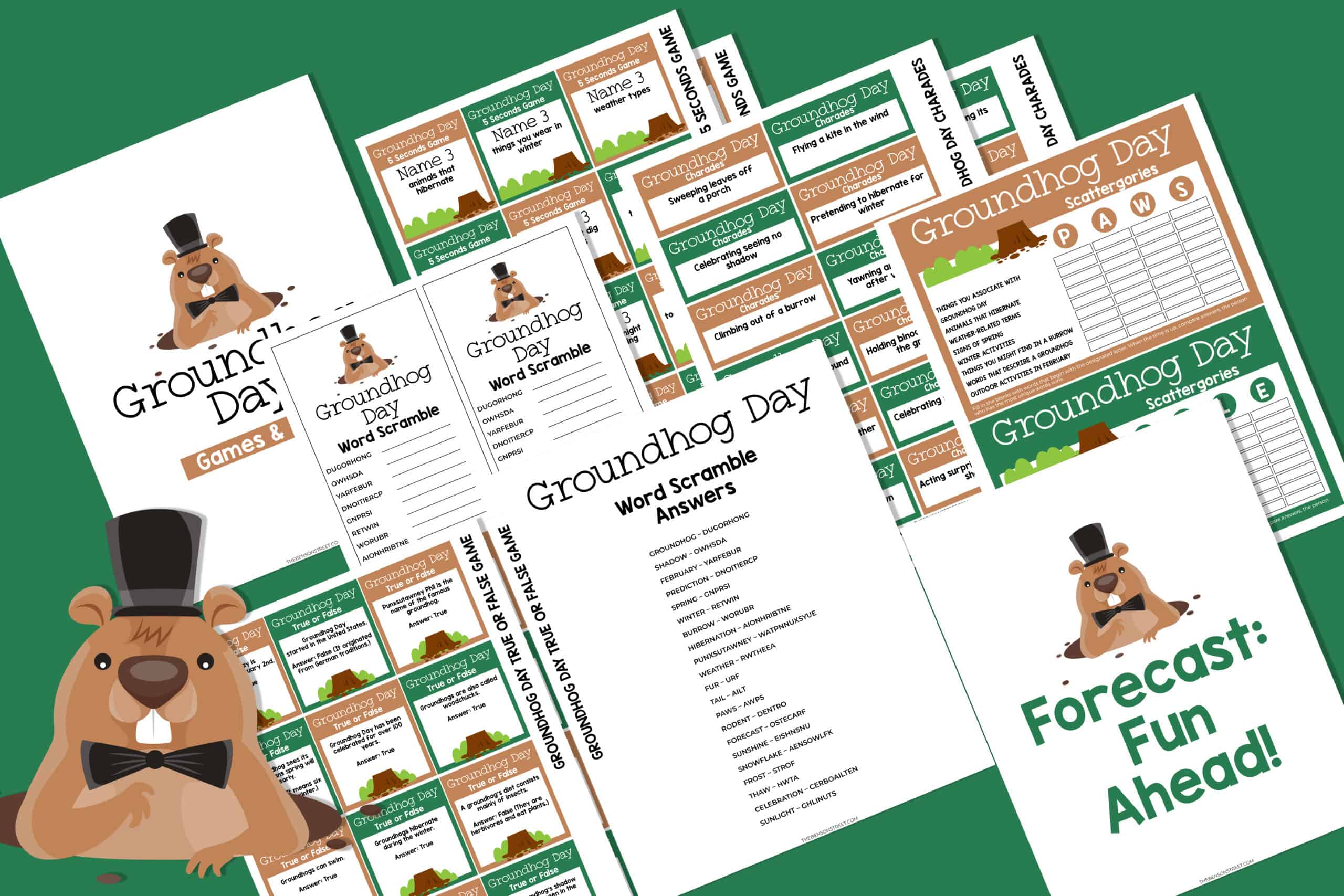 Free Printable Groundhog Day Games Bundle - The Benson Street