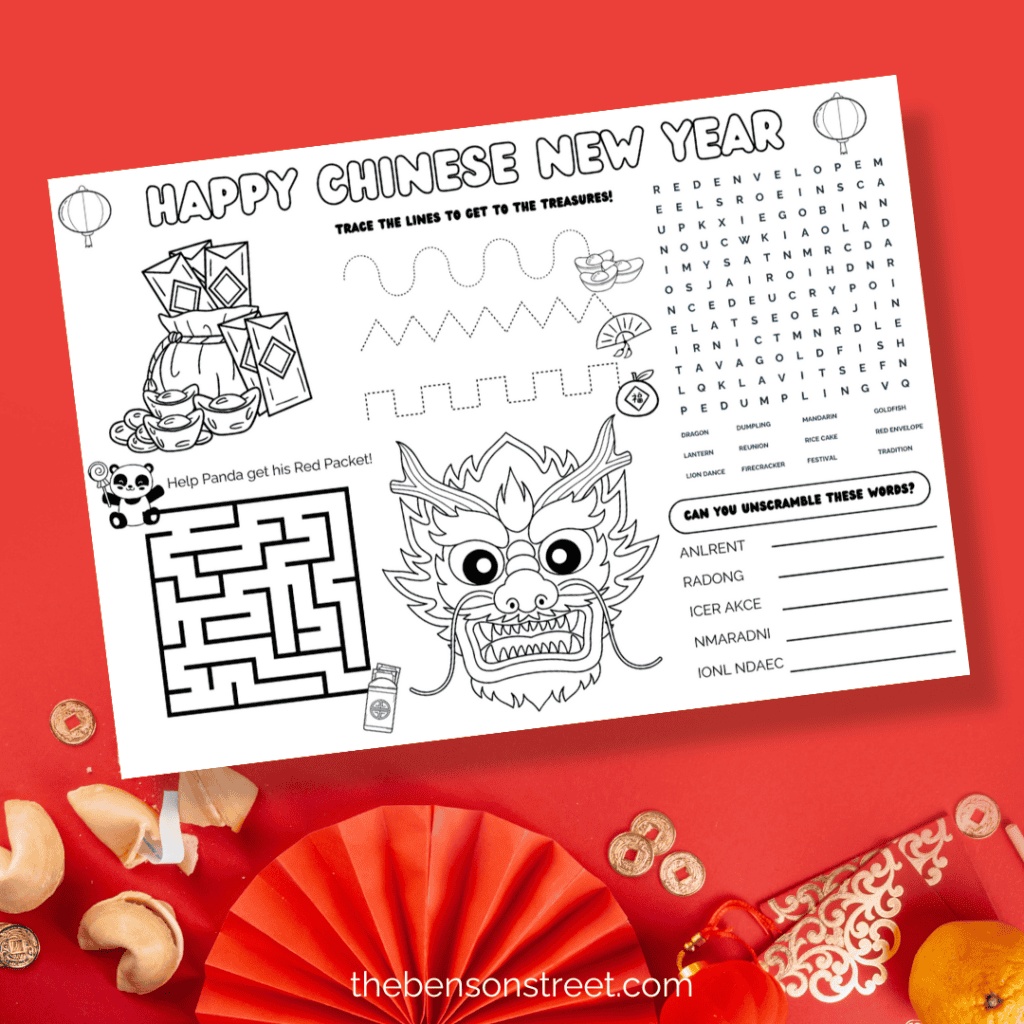 Free Printable Chinese New Year Activity Placemats - The Benson Street