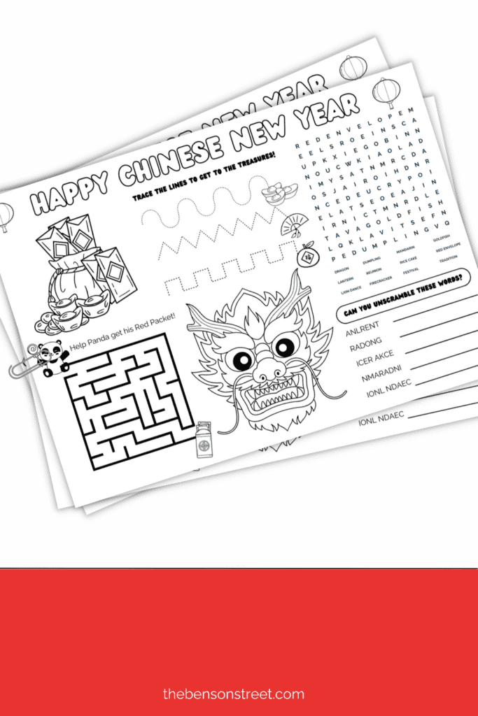 Free Printable Chinese New Year Activity Placemats - The Benson Street