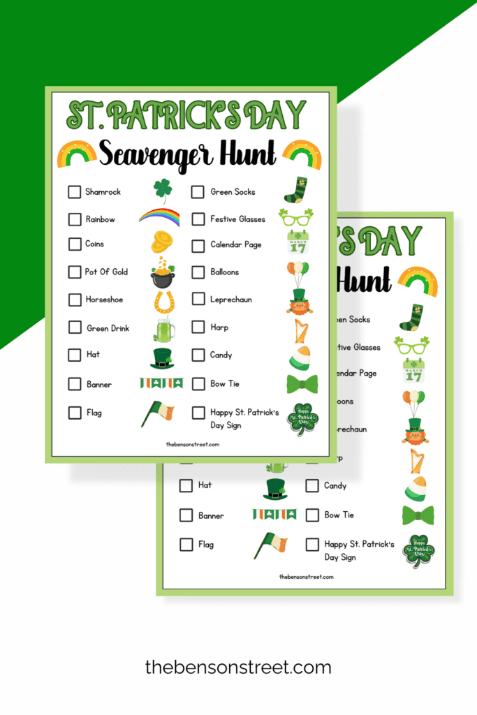 Free Printable Kids St. Patrick's Day Scavenger Hunt Page