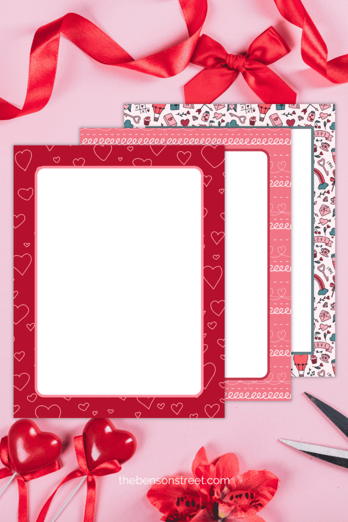 Free Valentines Day Page Border Printable: Five Designs