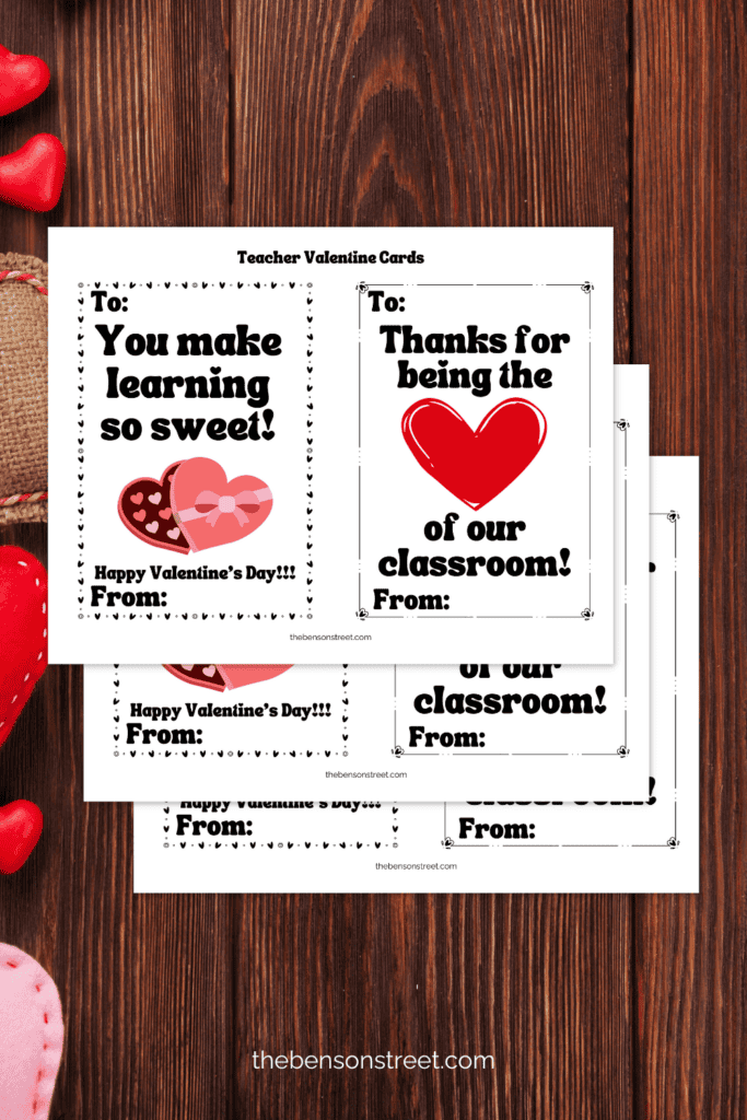 Free Printable Valentines Day Cards for Teacher from Student