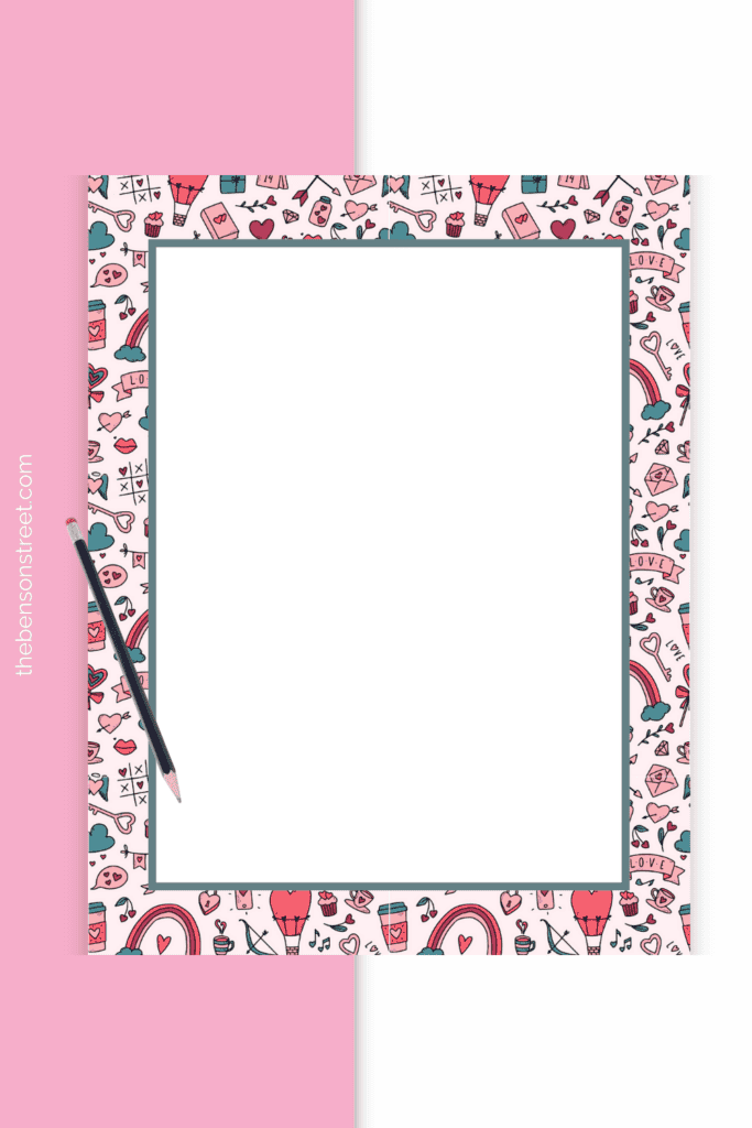Free Valentines Day Page Border Printable: Five Designs
