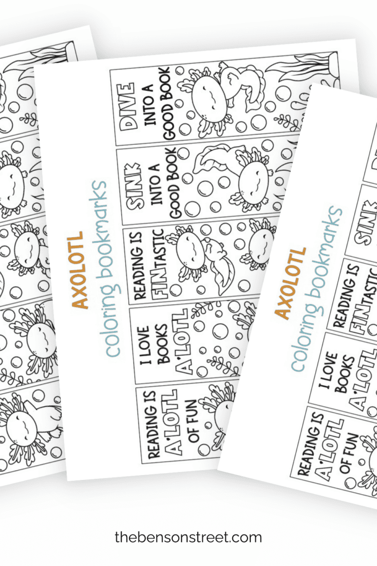 Free Printable Axolotl Bookmarks to color: 5 Fun Designs - The Benson ...