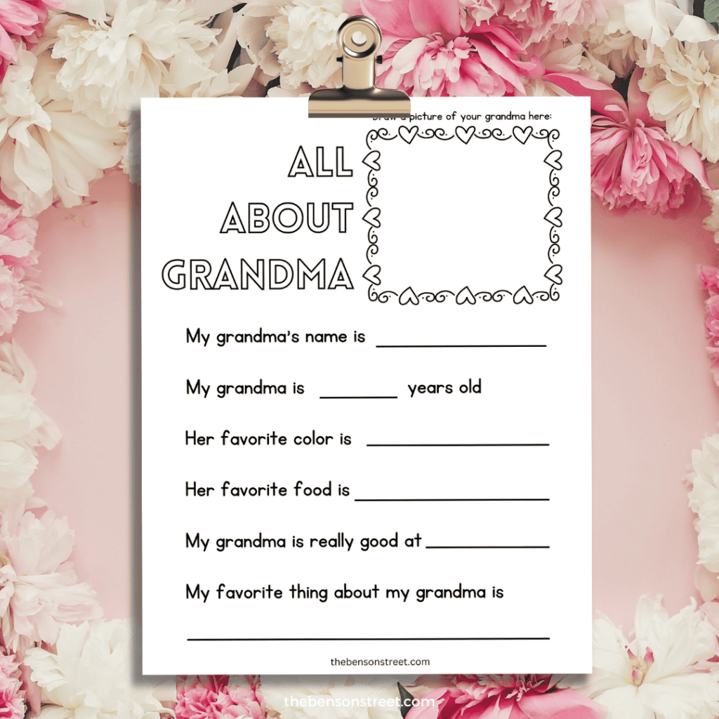 Free Printable Mother’s Day Grandma Questionnaire Page - The Benson Street