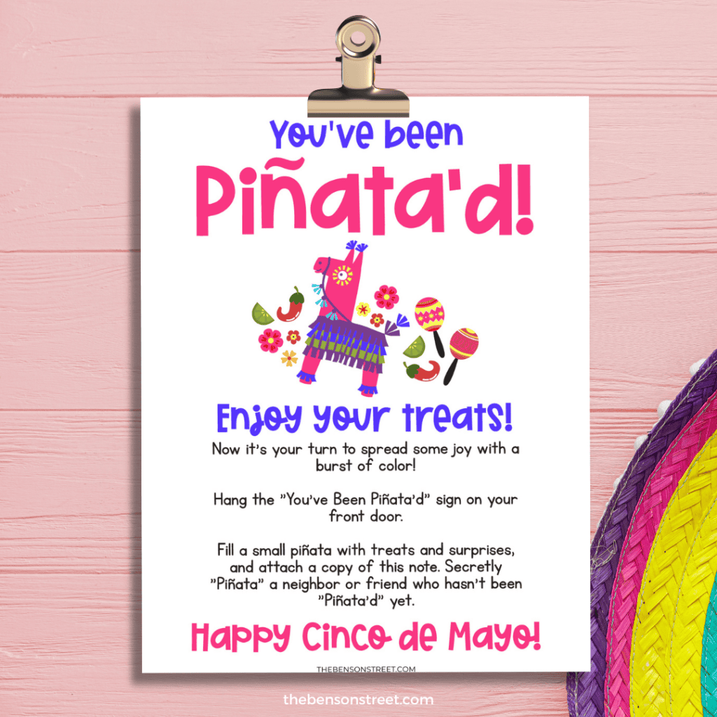 Free Printable You've Been Piñata'd for Cinco de Mayo Fun - The Benson ...