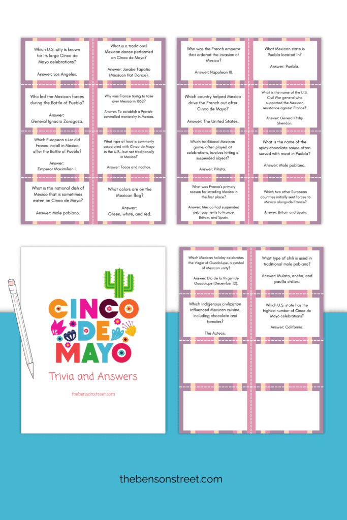 Free Cinco de Mayo Trivia Printable Cards for a Fun Game - The Benson ...