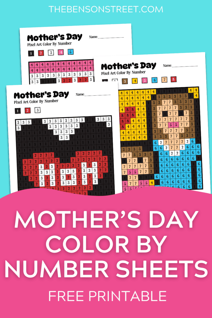 Free Printable Mother's Day Color by Number Pages for Kids