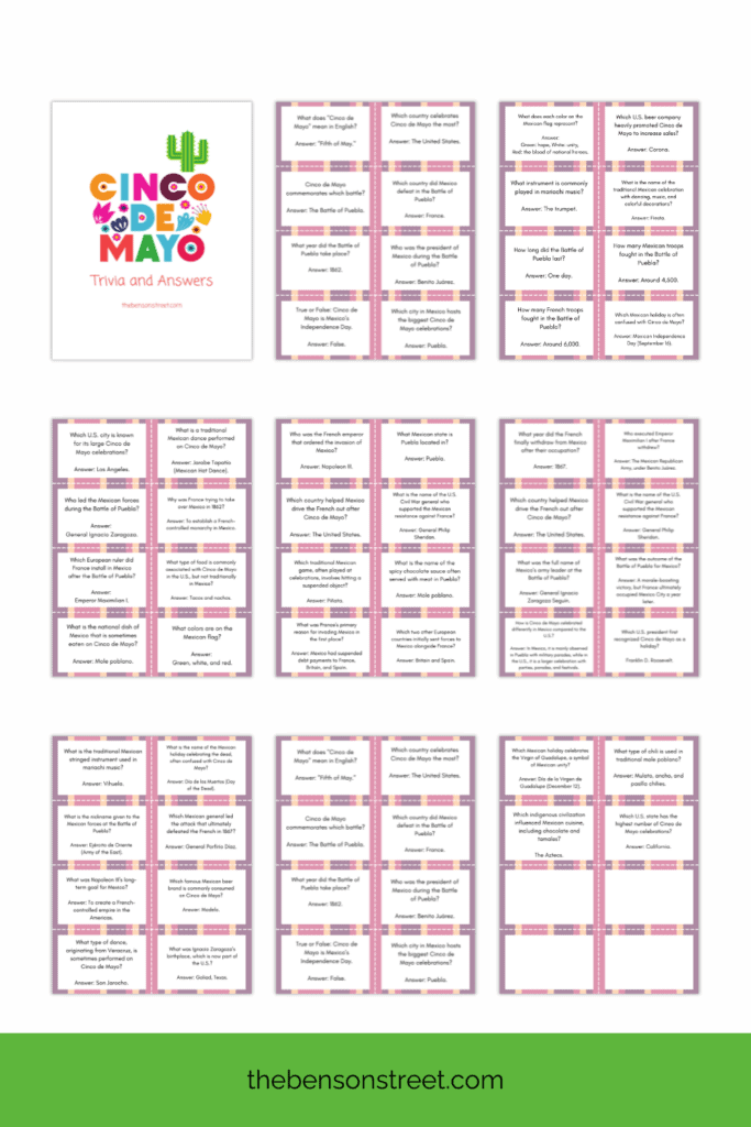Free Cinco de Mayo Trivia Printable Cards for a Fun Game - The Benson ...
