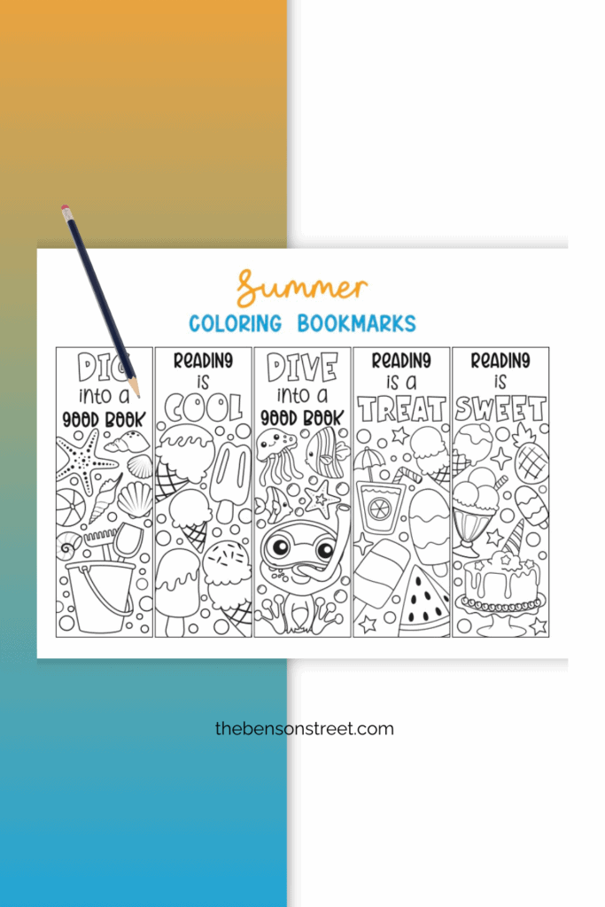 Free Printable Summer Bookmarks to Color: 5 Designs - The Benson Street
