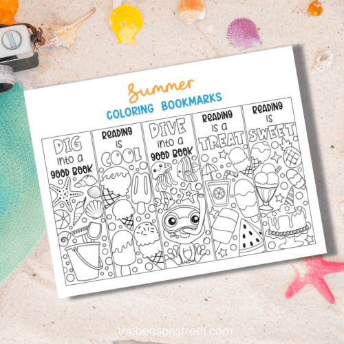 Free Printable Summer Bookmarks to Color: 5 Designs - The Benson Street