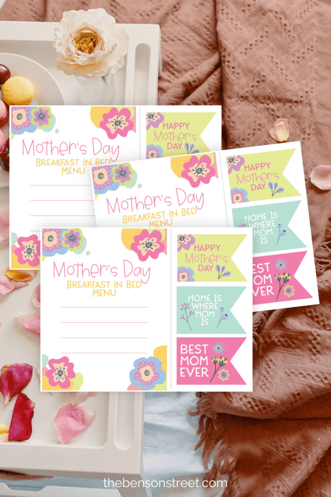 Free Mother's Day Breakfast in Bed Printables - The Benson Street