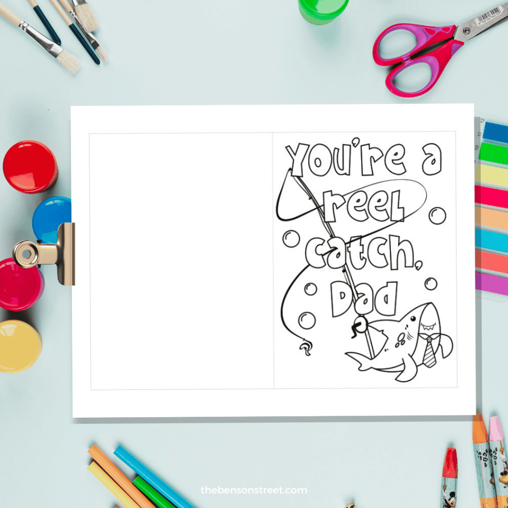 Free Printable Shark Father's Day Cards for Kids to Color - The Benson ...
