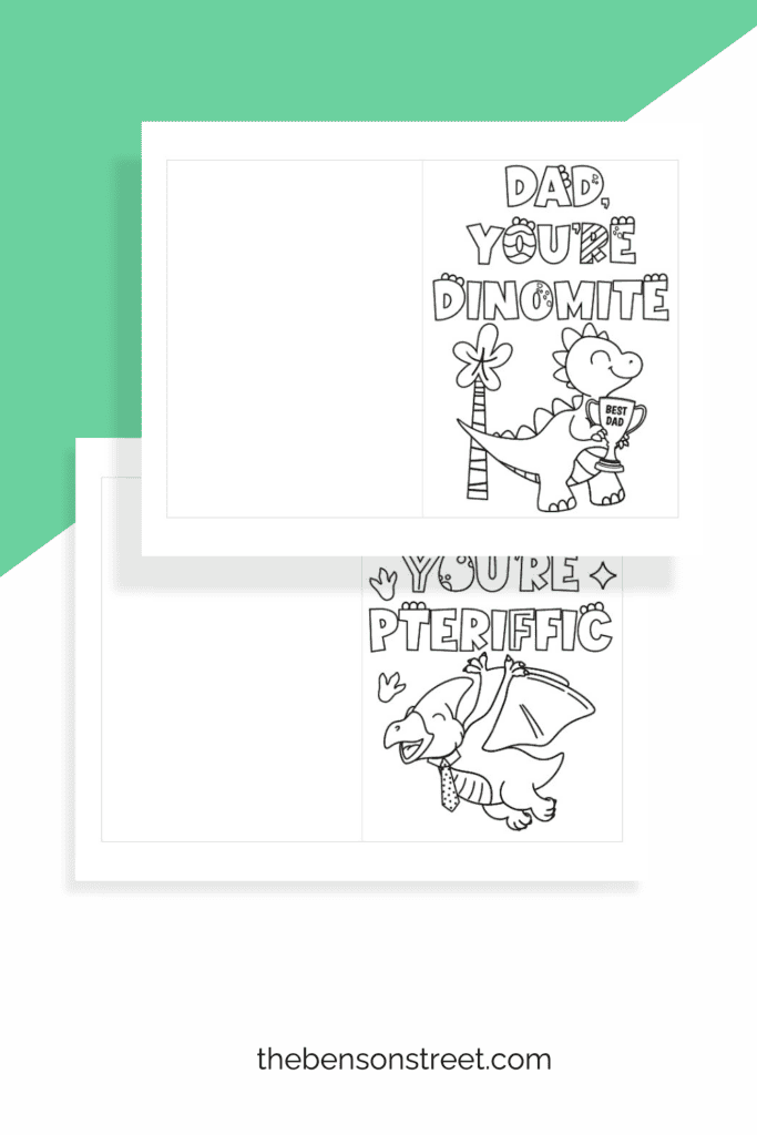 Dinosaur Themed Free Printable Father's Day Cards to Color - The Benson ...